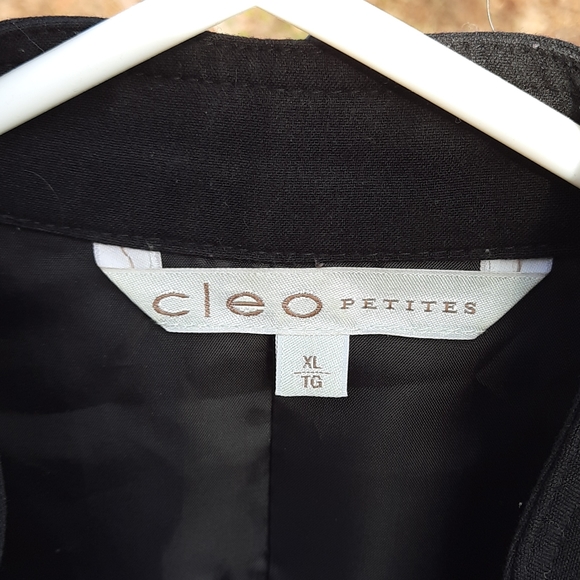 cleo | Jackets & Coats | Cleo Petites Black Ruffle Millitary Jacket Xl ...